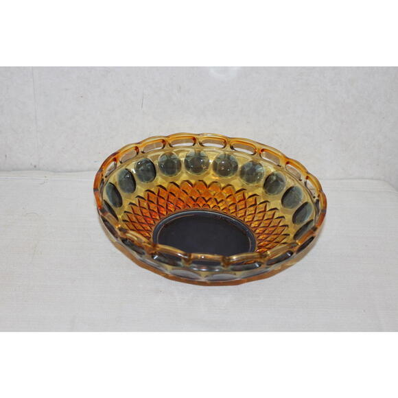 Dining | Vintage Rare Glass Decorative Bowl Reticulated Blue Amber ...